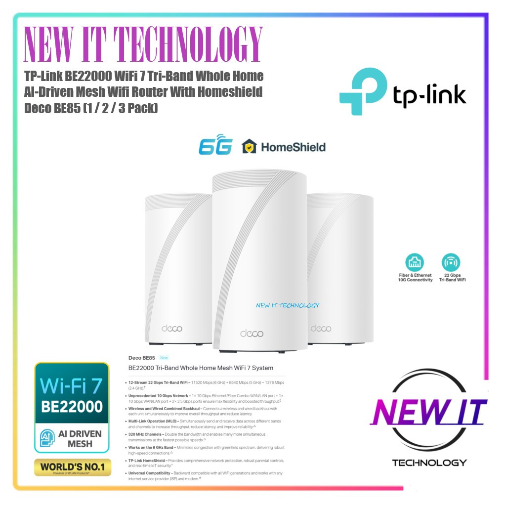 TP-Link BE22000 WiFi 7 Tri-Band Whole Home AI-Driven Mesh Wifi Router ...