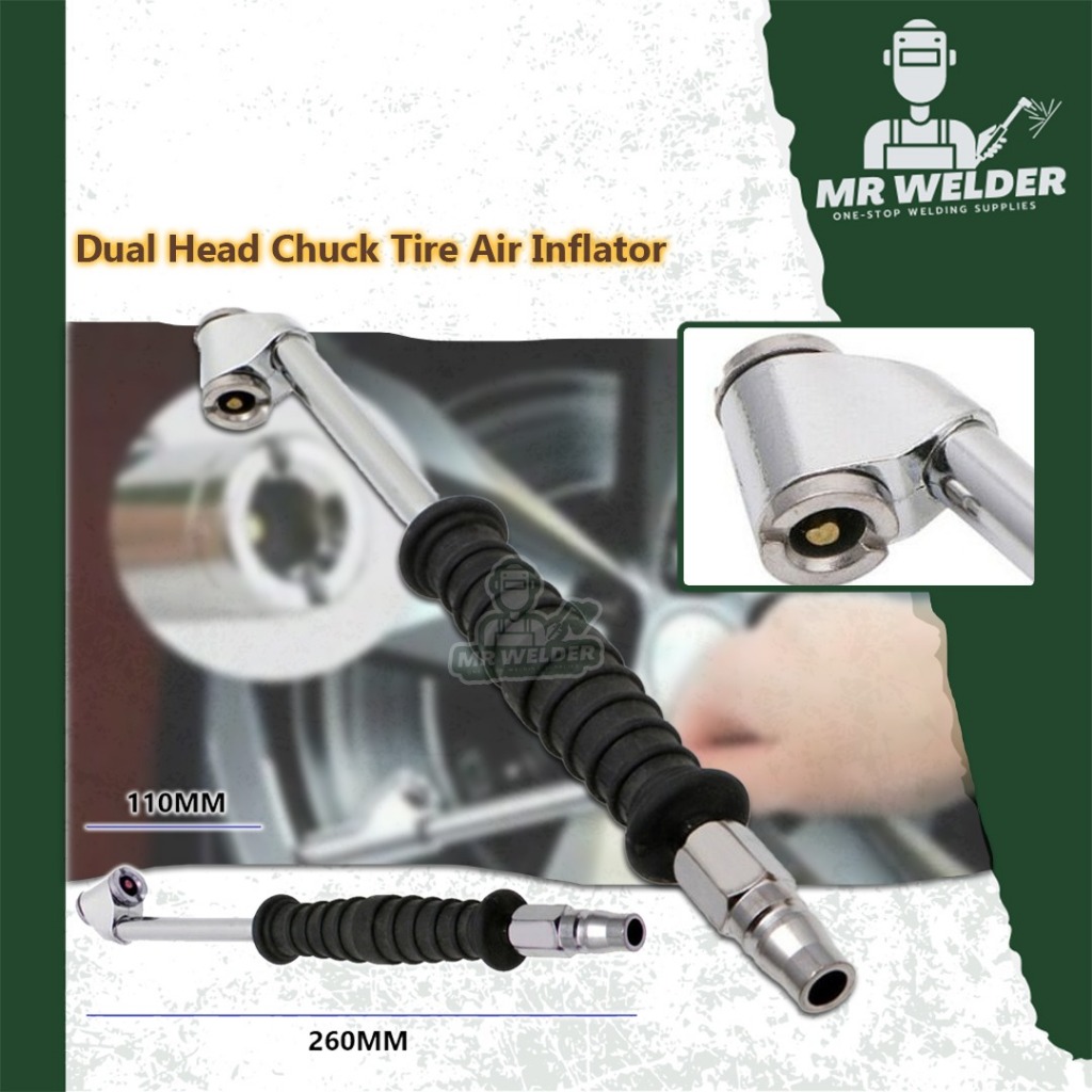 Dual Head Chuck Tire Air Inflator Valve Air Pressure Pen Long Reach Air ...
