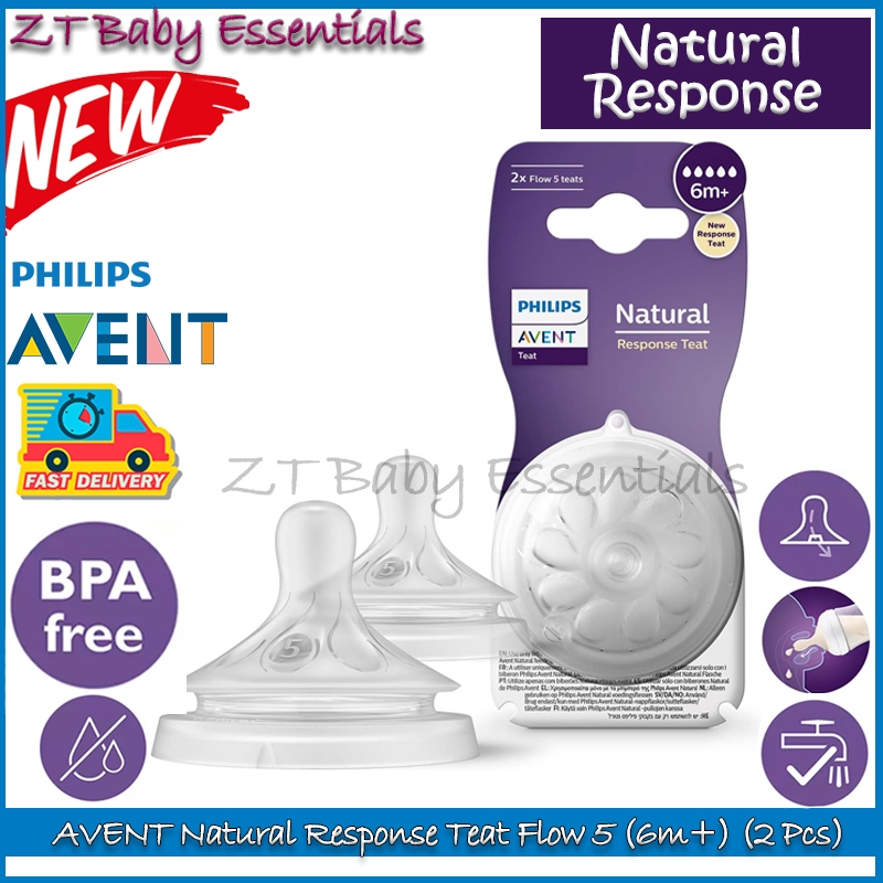 Avent Natural Response Teat Twin 2 Pack Newborn Slow Medium