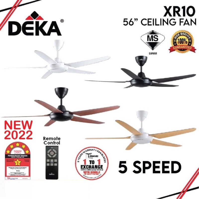 [NEW Model 2022] DEKA Fan XR10 56" 5 Speeds Control 5 Blades Remote ...