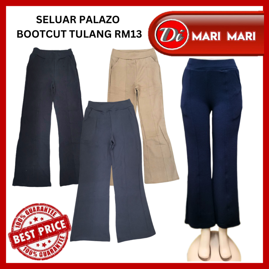 SELUAR PALAZO BOOTCUT TULANG ( KAIN LAICI ) SIZE M/2XL / WOMEN BOOTCUT ...