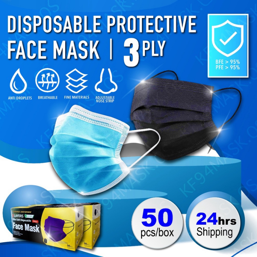 50PCS FACE MASK NON MEDICAL FACE MASK 3PLY DISPOSABLE EARLOOP FACE MASK ...