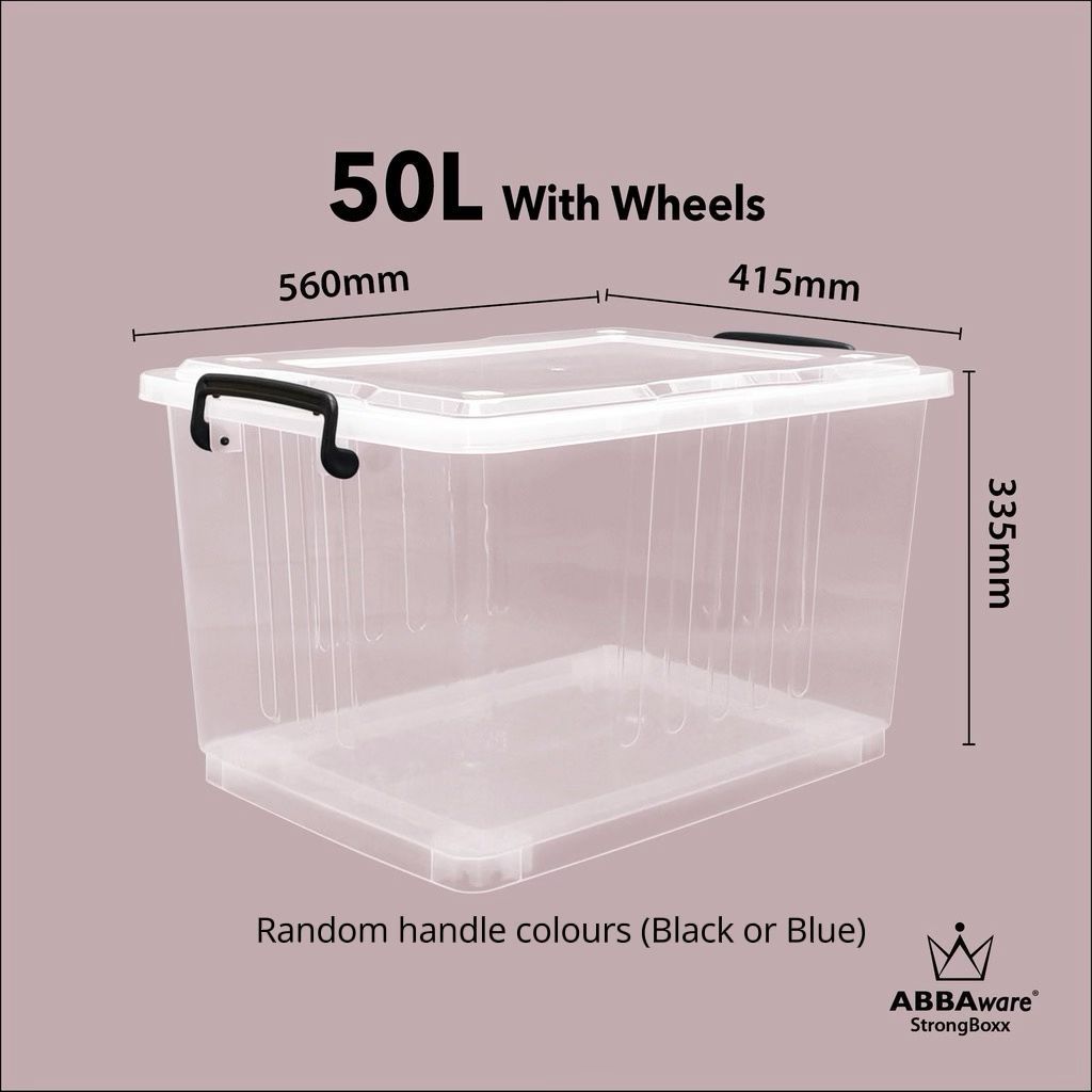 Abbaware Clear Storage Box Transparent (30L/50L/80L) Kotak Simpanan ...