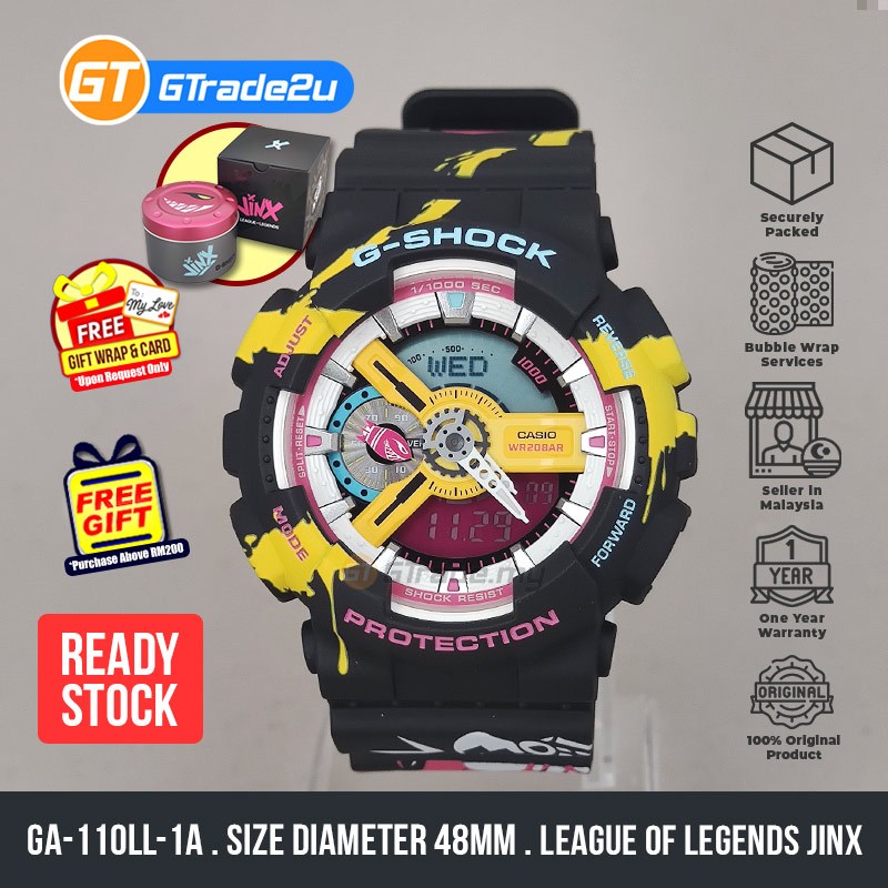 Original G Shock Men GA-110LL-1A Analog Digital League of Legends Jinx Watch [Ready Stock ...