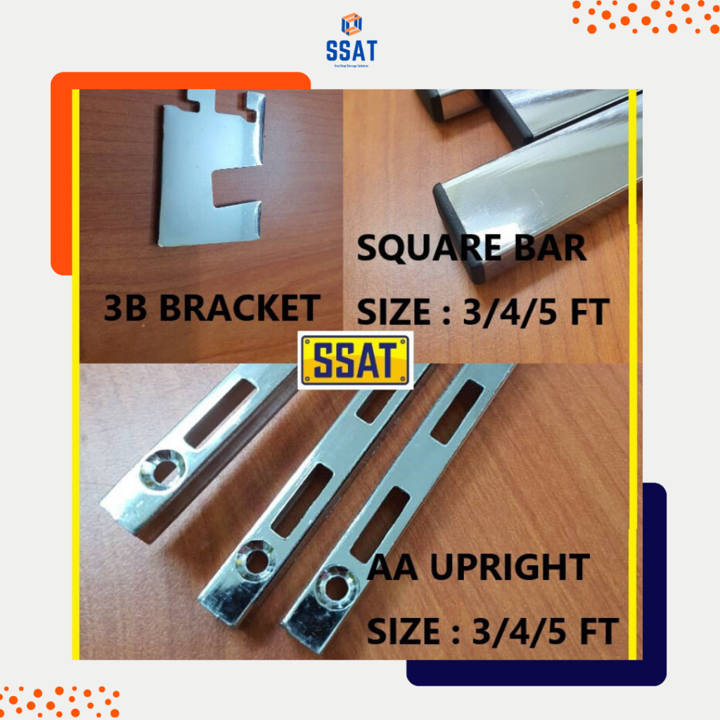 AA System Upright Railing Wall & Square Bar & 3B BRACKET / Batang Untuk ...