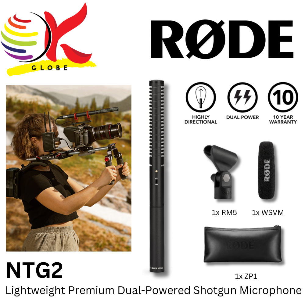 RODE NTG2 (NTG-2) DUAL POWER SHOTGUN MICROPHONE WITH SUPERCARDIOID POLAR PATTERN, LOW NOISE ...