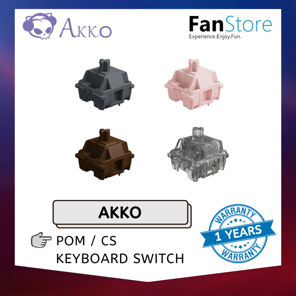 FANSTORE AKKO POM Brown & Silver & Pink / CS Crystal Silver Keyboard ...