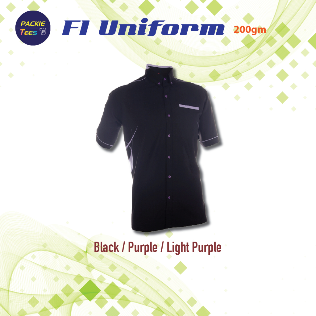 CORPORATE UNIFORM BLACK/PURPLE/LIGHT PURPLE 65% POLYESTER/35% VISCOSE ...