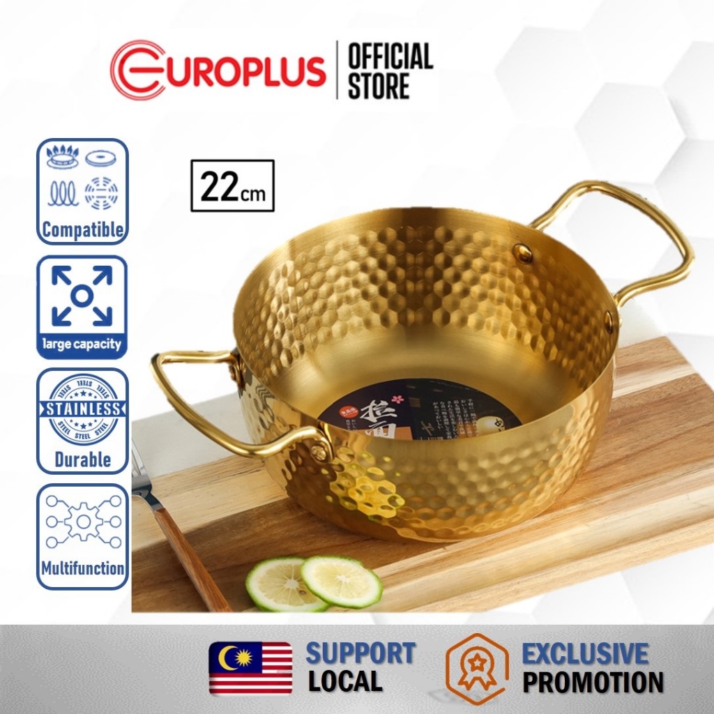 Euroliving 22cm Gold Color Stainless Steel Cooking Pot with Handle ...