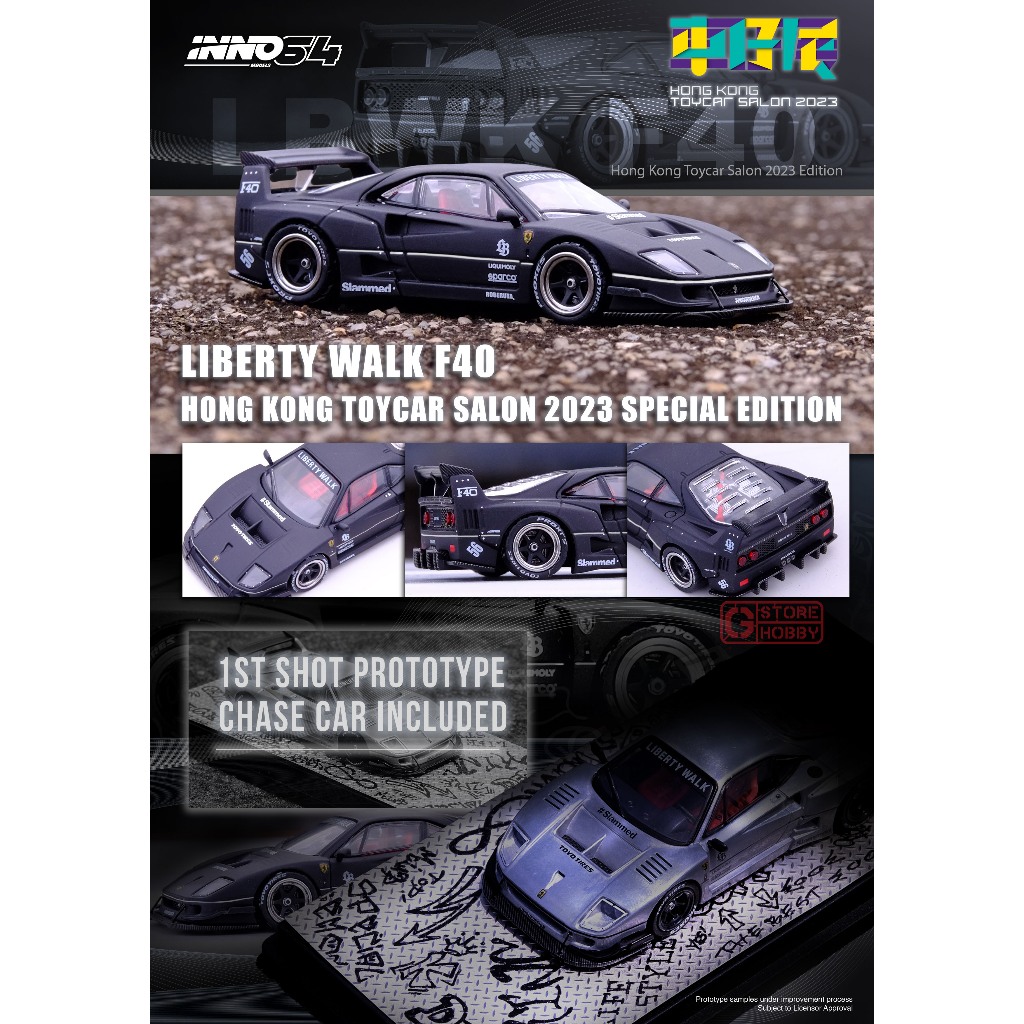 INNO MODELS INNO64 1/64 LIBERTY WALK LBWK F40 MATTE BLACK HONG KONG ...