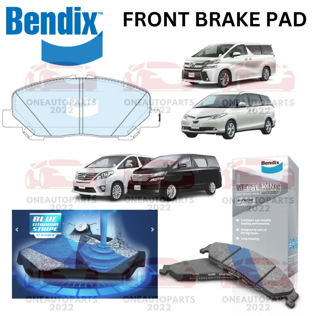 BENDIX METAL KING TITANIUM FRONT BRAKE PAD TOYOTA ESTIMA ACR50 ACR55 ...