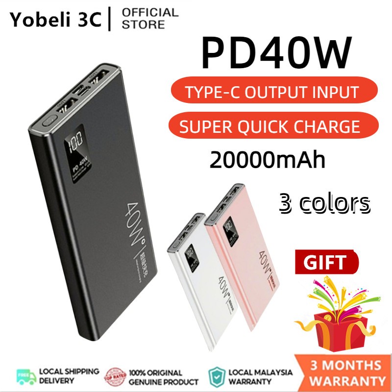 【Gadget Terbaik】A32 PowerBank 20000mAh 40W USB Power bank Fast Charging ...