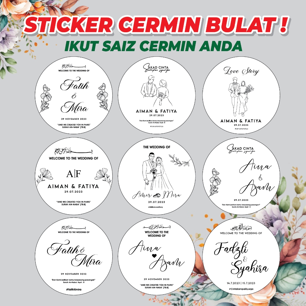 ⭕STIKER CERMIN BULAT / WELCOME BOARD STICKER / STIKER SAHAJA⭕ | Shopee ...