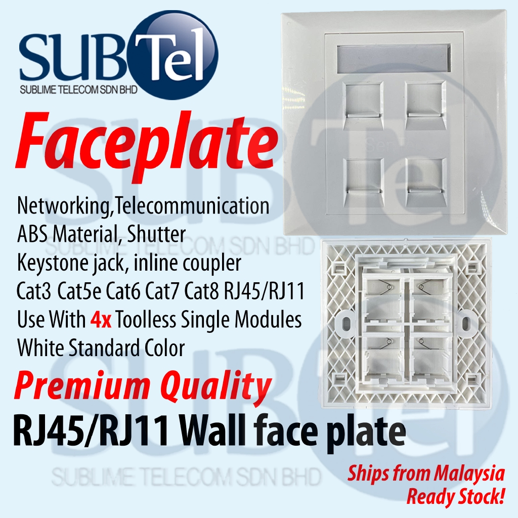 Wall Faceplate 1 Port 2 Ports 4 Ports Keystone Jack RJ45 RJ11 Toolless ...