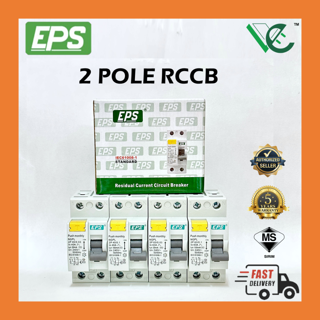 EPS 2 POLE ELCB/RCCB 40A/ 63A RCCB 30mA/ 100mA (SIRIM) | Shopee Malaysia EPS 2 POLE ELCB/RCCB 40A/ 63A RCCB 30mA/ 100mA (SIRIM) | Shopee Malaysia