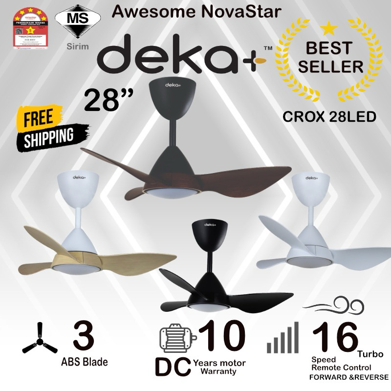 Deka (New2024) deka+ Crox 28" LED DC motor ceiling fan with remote ...