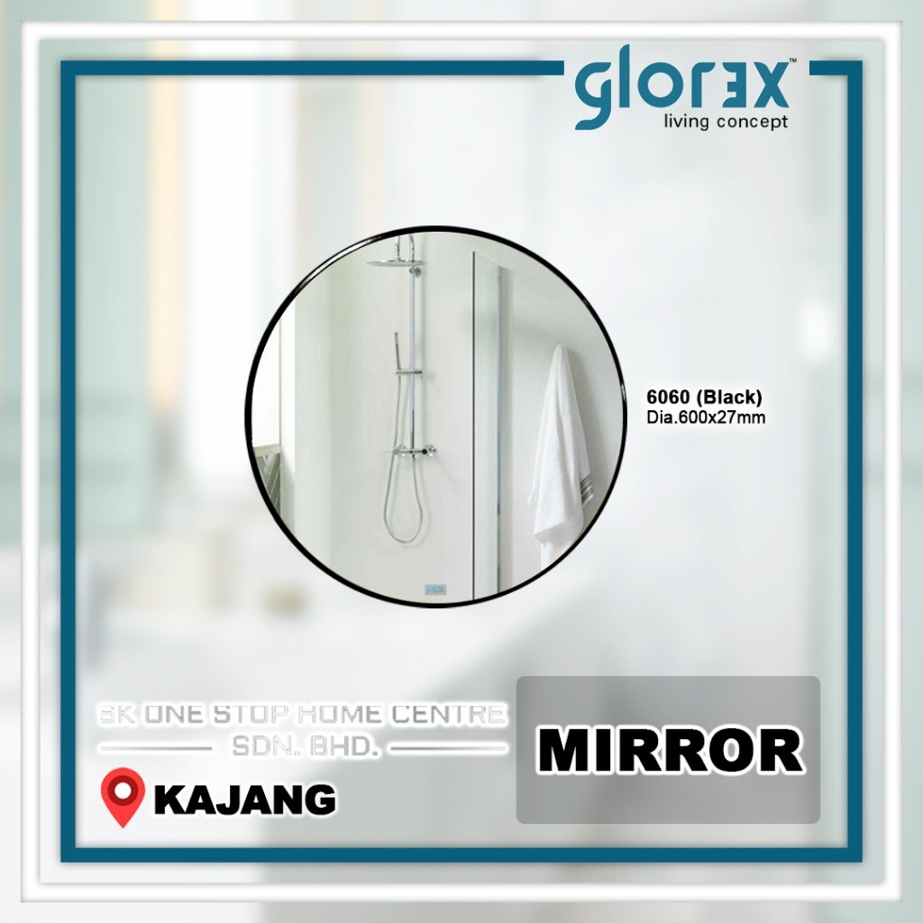 GLOREX 6060(BK) 60cm Bathroom Mirror Round Mirror Wall Mirror Dressing ...