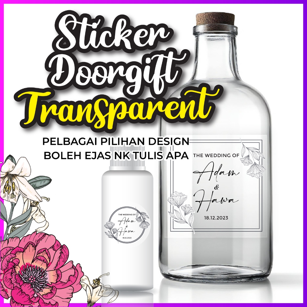 100pcs Sticker Doorgift Transparent Kalis Air , Sticker Kahwin ...