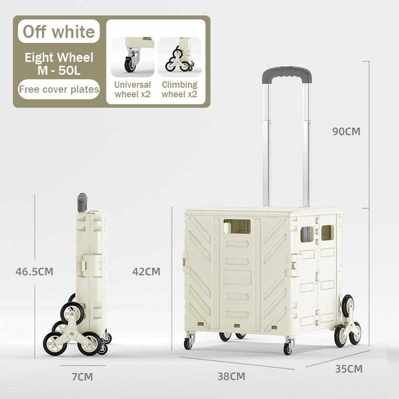 Foldable Shopping Cart 75L Foldable Trolley Hard Case Storage Trolley ...