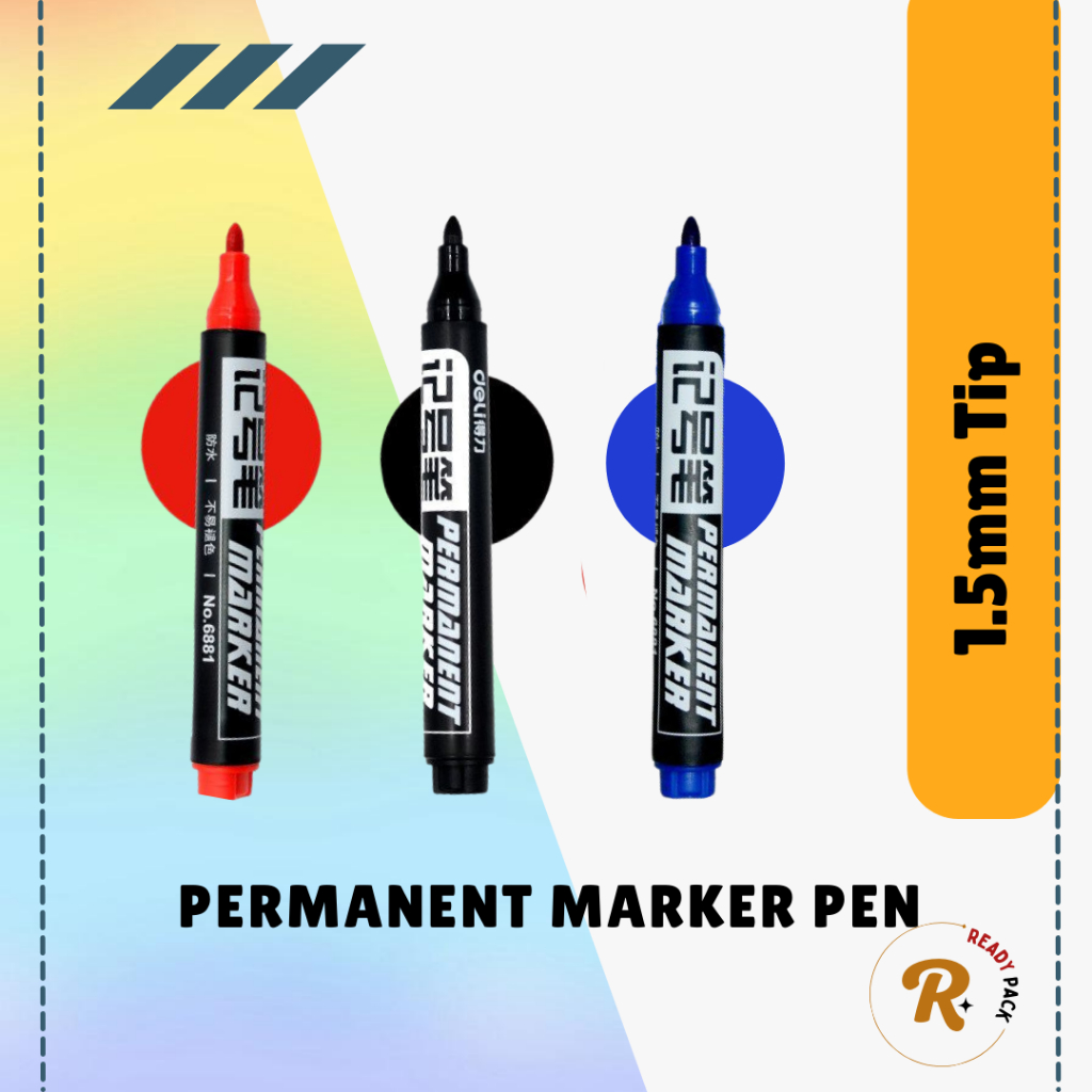 1.5mm Permanent Marker Pen Smudge Resistant Waterproof Red Blue Black ...