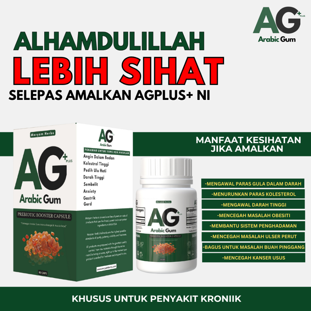AGplus Kapsul Prebiotik Arabic Gum (ANGIN DALAM BADAN/GASTRIK/GERD ...