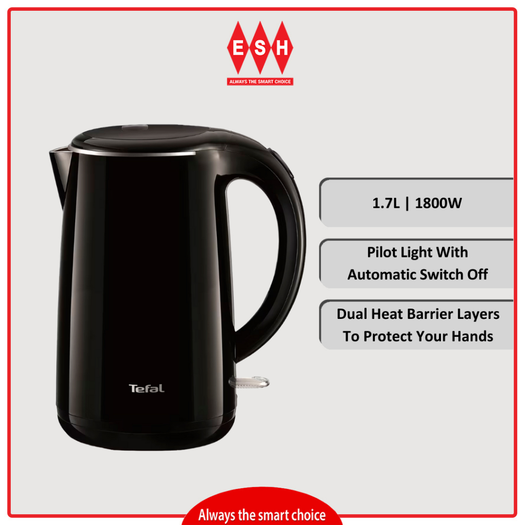 Tefal KO2608 1.7L Safe'tea Double Layer Heat Protection Kettle | Shopee ...