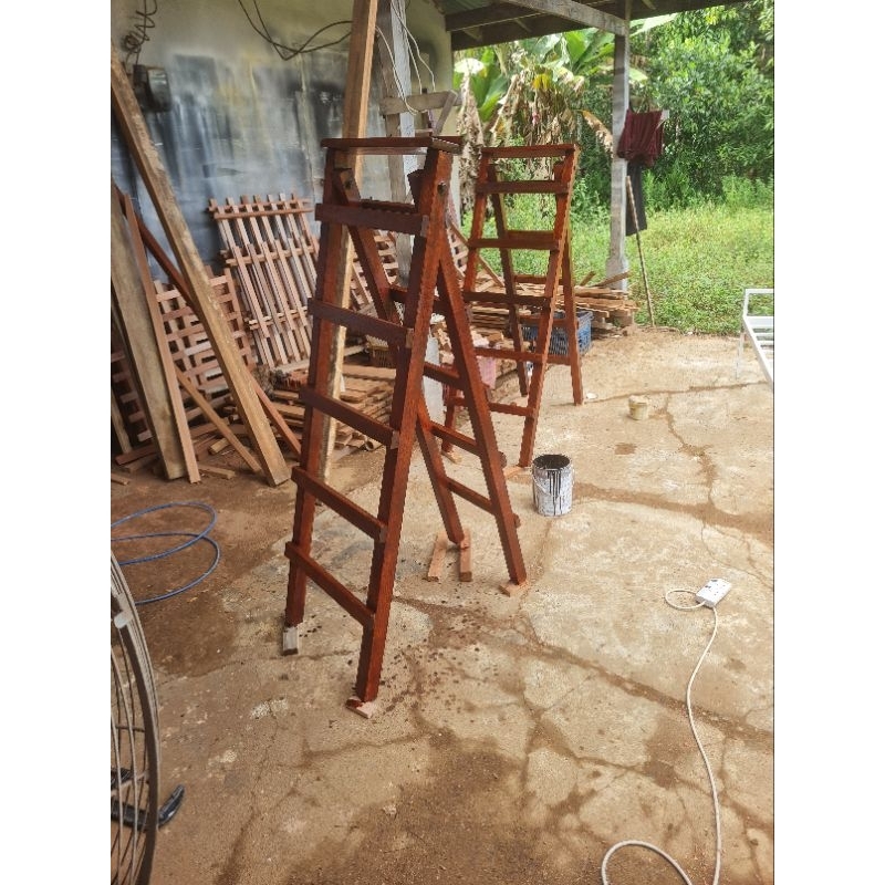 Double Sided Foldable Ladder, Tangga lipat solid kayu, tangga tmb ...