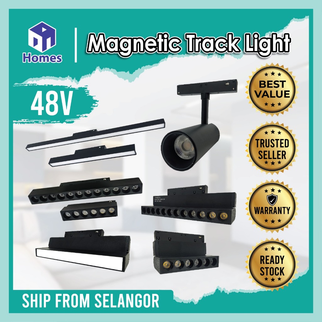 Homes Magnetic Track Light 48V, Lampu LED Magnetic Trek, Magnetic Track ...