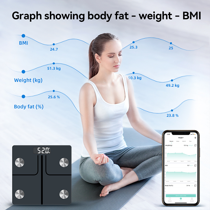 Lepu Digital Smart Body Fat Weight Scale with App 14 in 1 Body ...