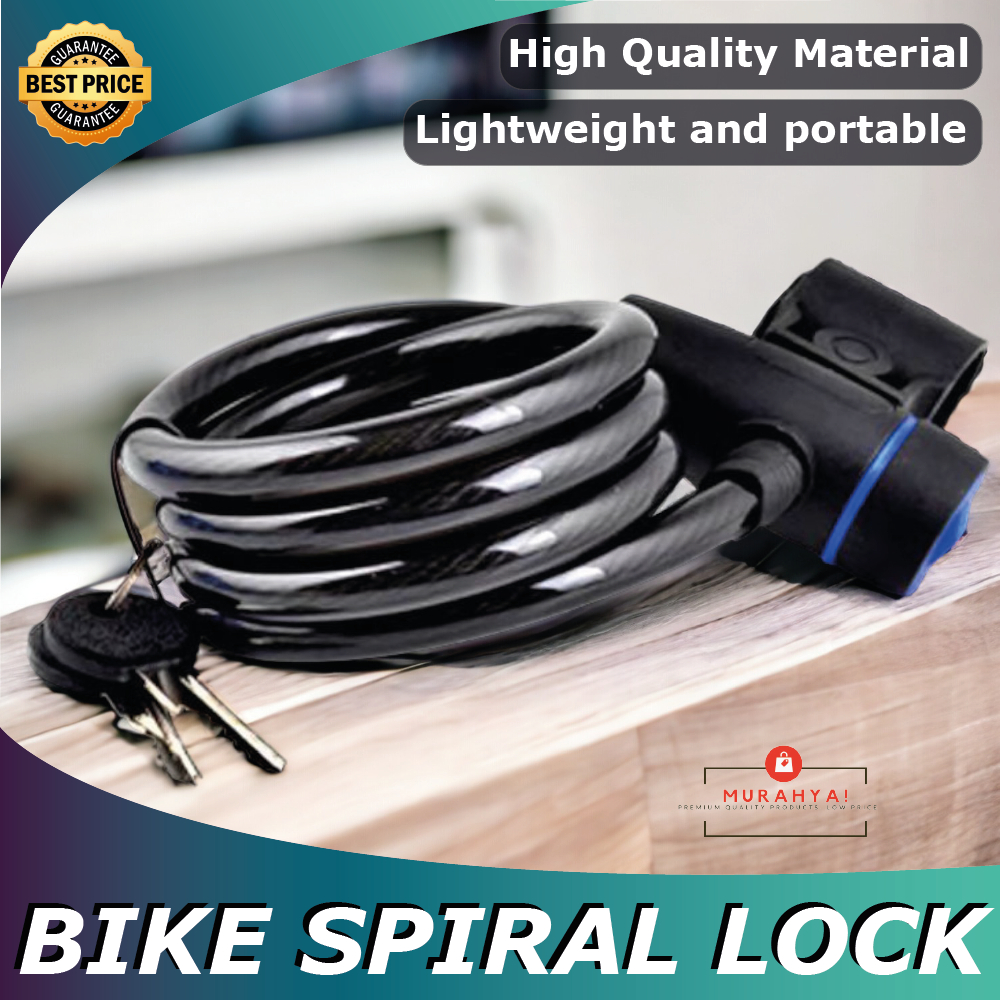 Locks Bike Locker Long Steel Cable Anti-Theft Coil Security Spiral Lock ...