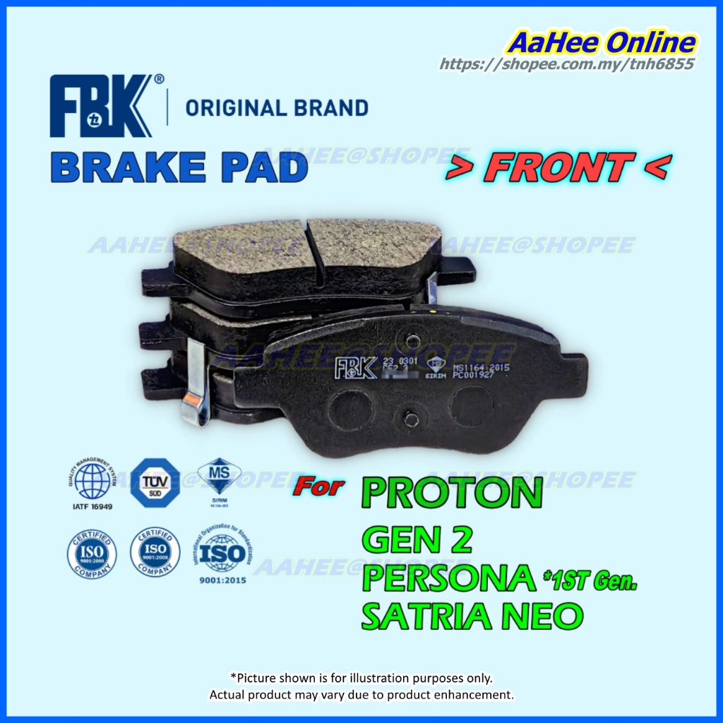Proton GEN2 PERSONA SATRIA NEO Front Brake Pads Depan Brek Pad FBK ...