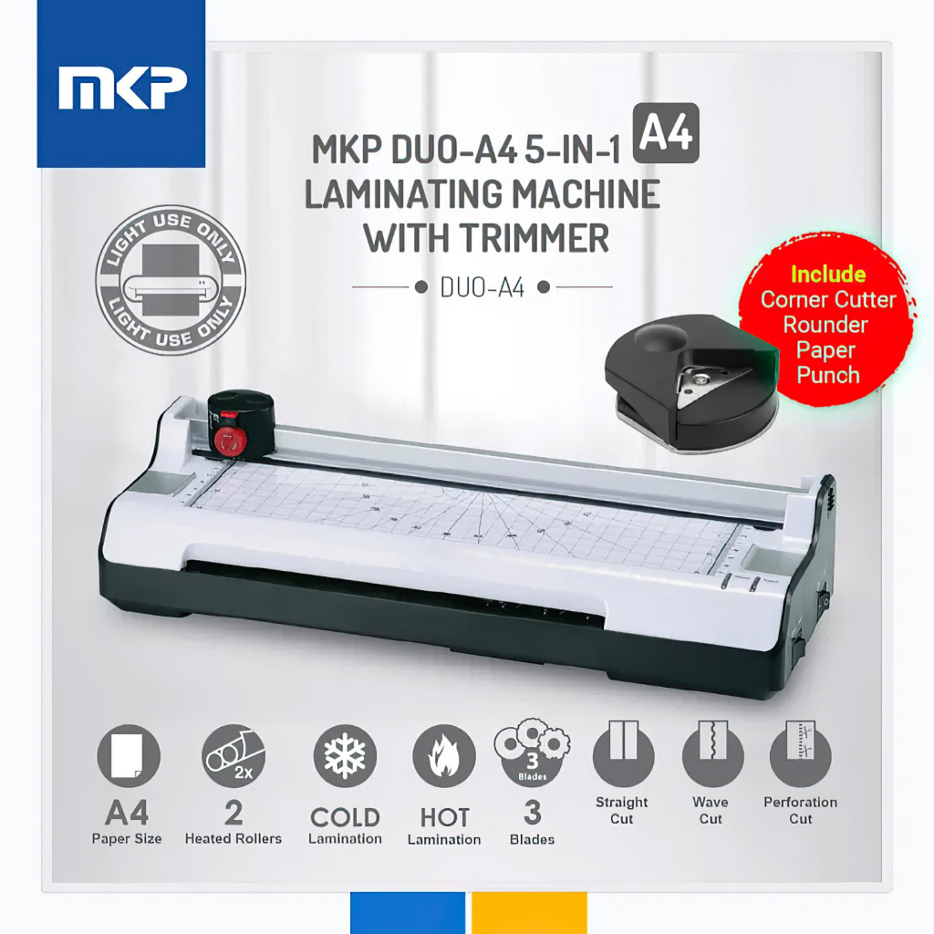 MKP DUO-A4 A4 Laminate Machine / Laminator / Laminating Machine with Trimmer (2 rollers ...