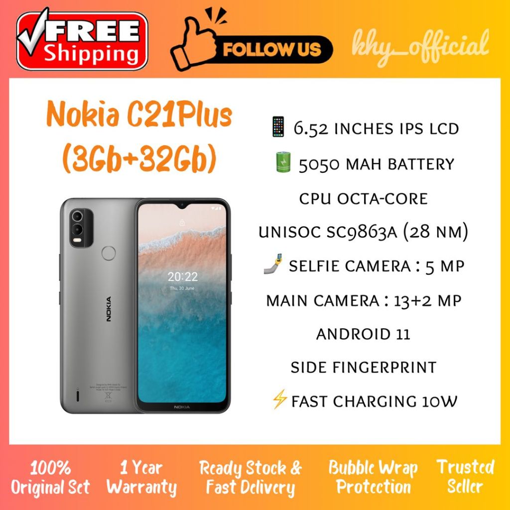 New Smartphone Original Nokia C21 Plus [ 3Gb Ram + 32Gb Rom | 5050 mAh ...