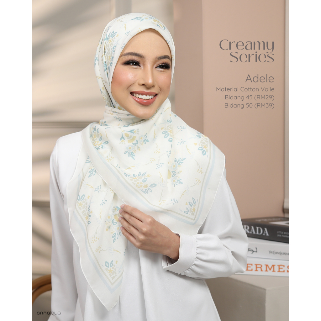 Creamy Series | Code Adele > Annaleya Tudung Bawal Printed Bidang 45 & Bidang 50 | Shopee Malaysia
