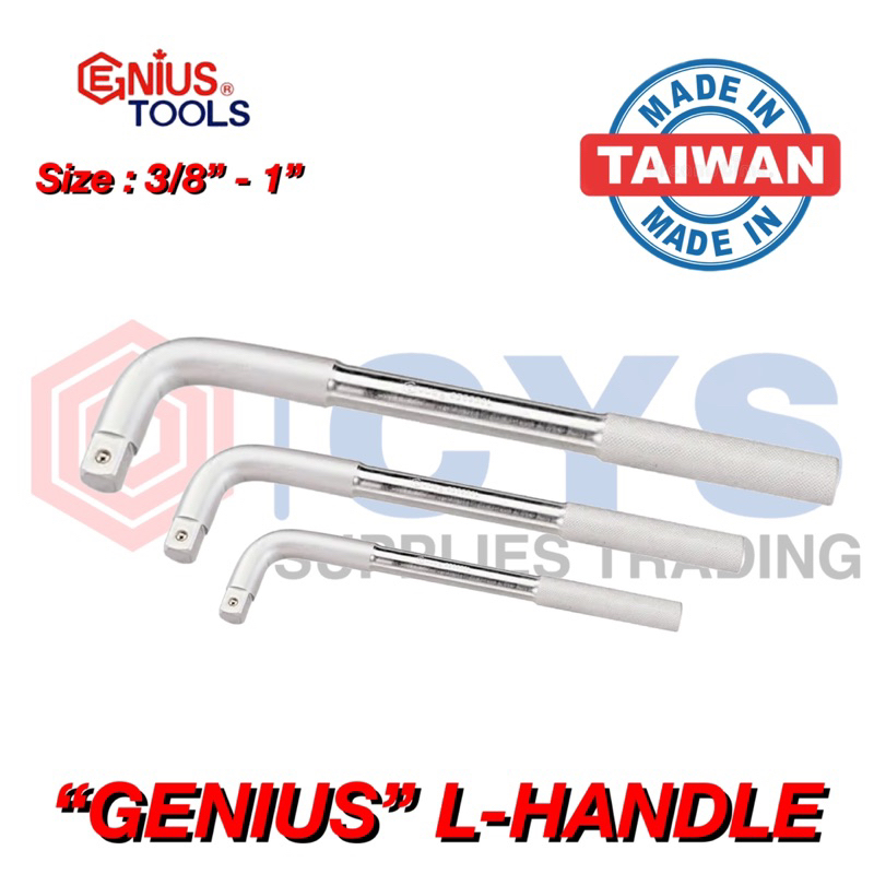 (100% TAIWAN) GENIUS L-HANDLE / SOCKET HANDLE WRENCH L TYPE (3/8”/1/2 ...