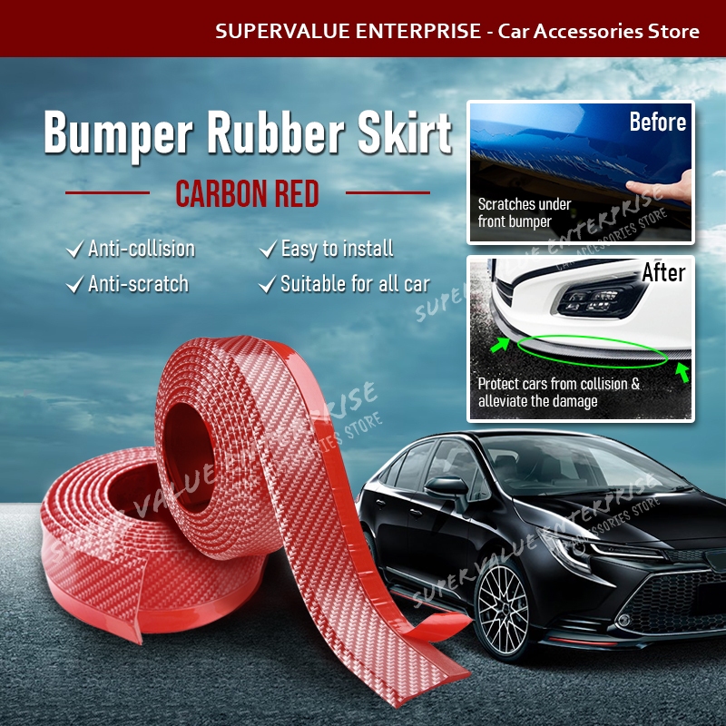 SAMURAI Carbon Red Rubber Skirt Car Front Lip Bumper Rubber Protector ...
