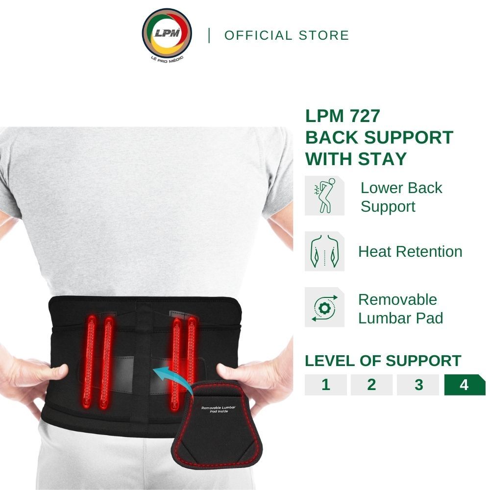 LPM Back Support 727 Mid to Low Lumbar Support Adjustable Neoprene with ...