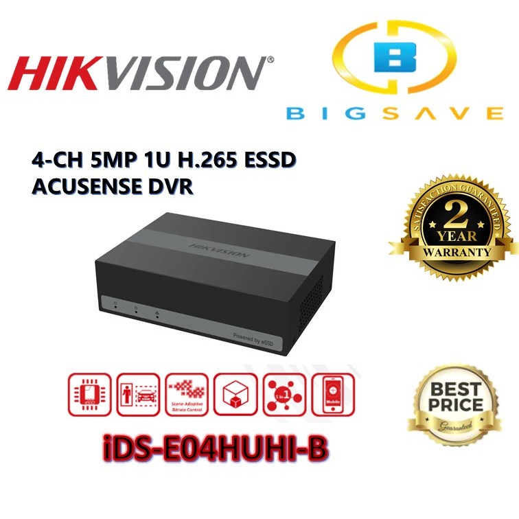 HIKVISION 4CH / 4 CHANNEL iDS-E04HUHI-B 5MP 1U H.265 ESSD ACUSENSE EDVR | Shopee Malaysia