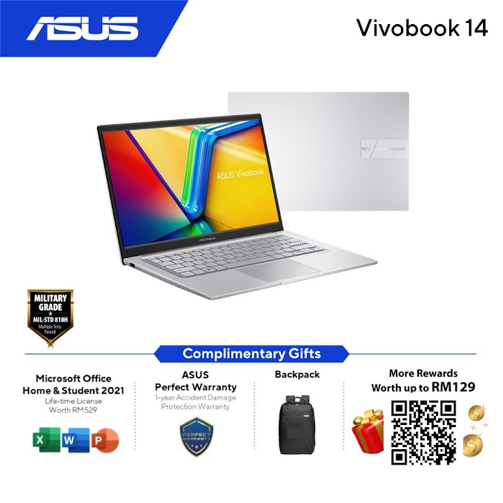 ASUS VivoBook A1404V-AAM171WS Laptop (Transparent Silver) | i7-1355U ...