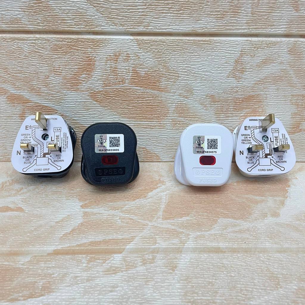 Neon plug top 13a 3pin sirim electric home plugs +lamp function black ...