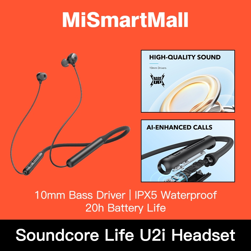 Soundcore Life U2i Bluetooth Neckband, Patented BassUp Technology, IPX5 ...