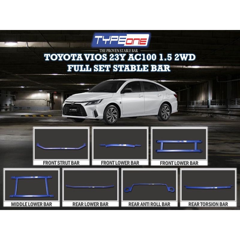 TYPE ONE Toyota vios 2023 2024 2025 front side rear middle anti Struct ...