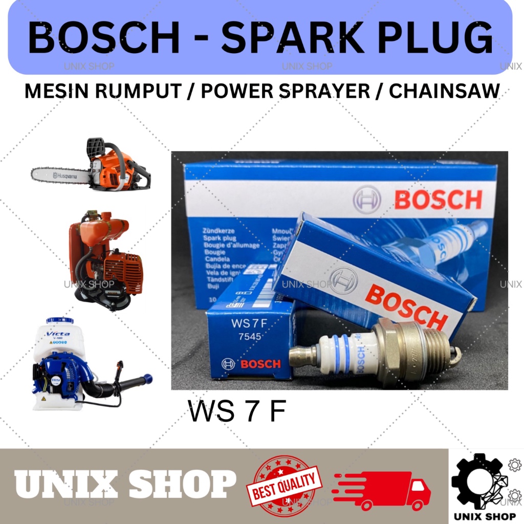 Spark Plug Bosch (WS7F) 100% ORIGINAL Plug Brush Cutter Mesin Rumput ...