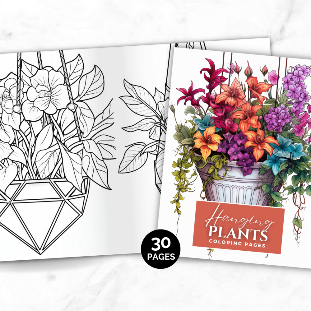 [PDF] Hanging Plants Coloring Pages | Kids & Adult Coloring eBook ...