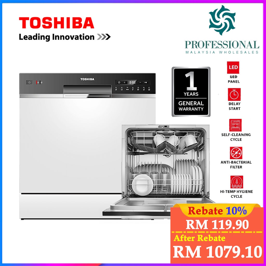 TOSHIBA Table Top Dishwasher DW-08T1(S)-MY 8 Place Setting ( Mesin ...