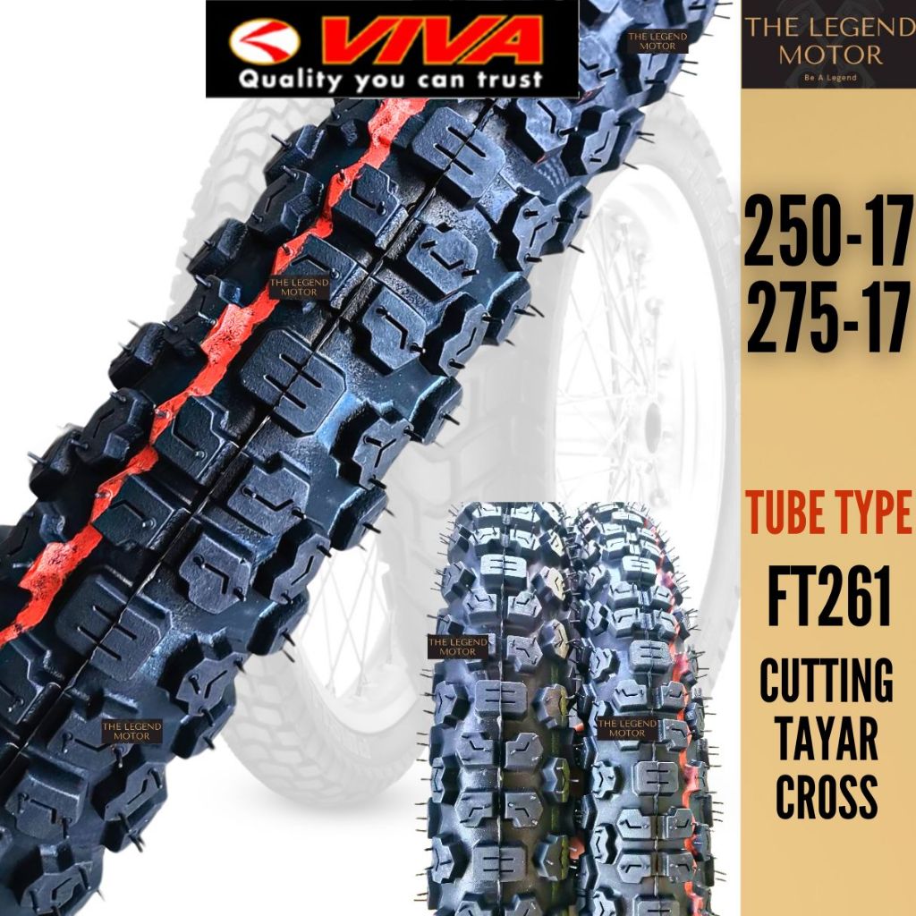 VIVA TYRE 17 Tube Tyre FT261 250-17 275-17 Cutting Tayar Cross Made In Malaysia TIRE MOTORCROSS ...