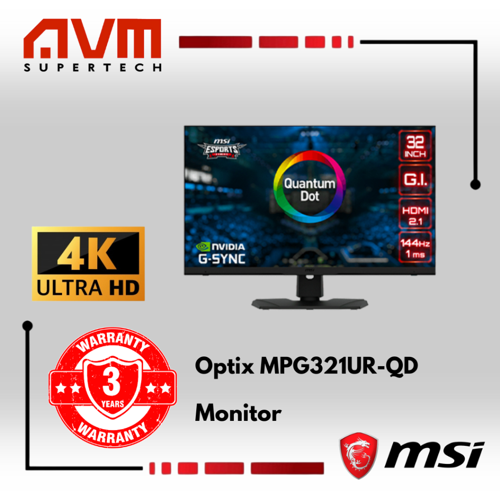 AVM MSI MPG321UR-QD 32" 3840x2160 (4K UHD) 144Hz Quantum Dot Gaming ...