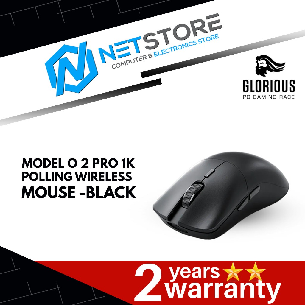 GLORIOUS MODEL O 2 PRO 1K POLLING WIRELESS MOUSE - BLACK- GLO-MS-POWV2 ...