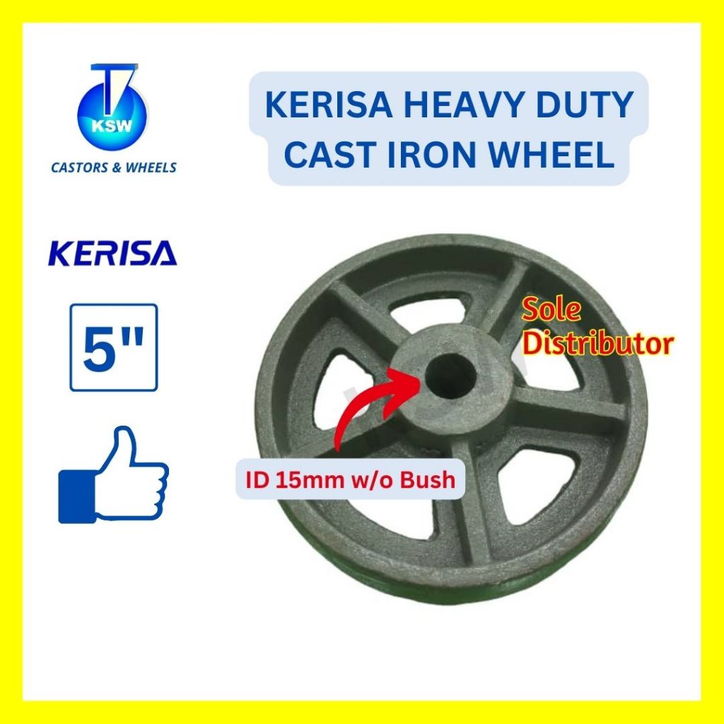 KERISA 5 inch / 125mm Industrial Heavy Duty Cast Iron Wheel Replacement ...