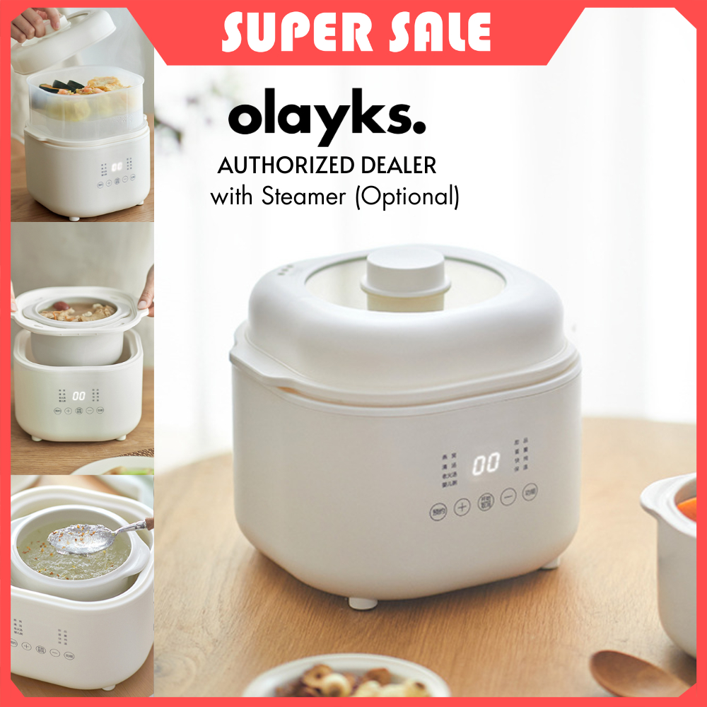 Olayks Electric Slow Cooker Stew Pot Ceramic Inner Pot Baby Porridge ...